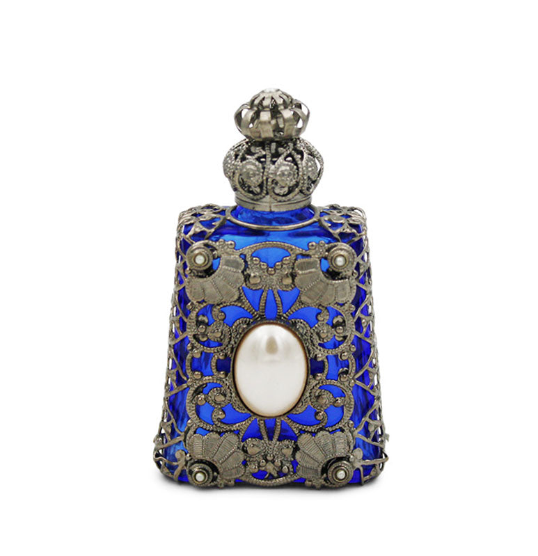 Vintage Blue Pearl Perfume Bottle — Victorie Inc.